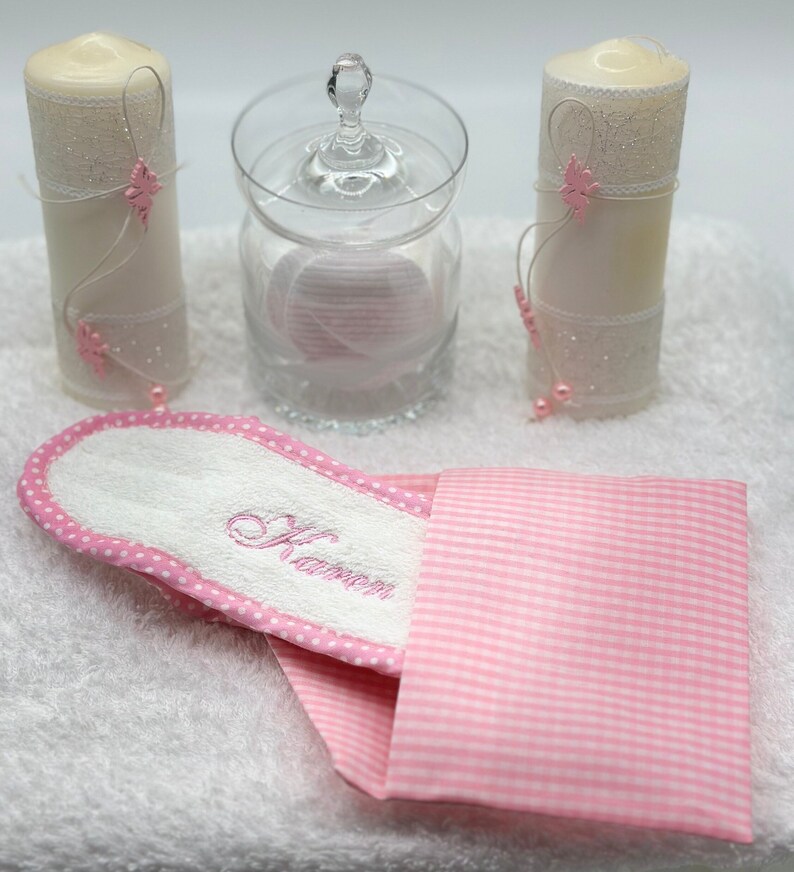 Pink Dot Set of Handmade Headband & Wristbands, Spa Set, Fully ...