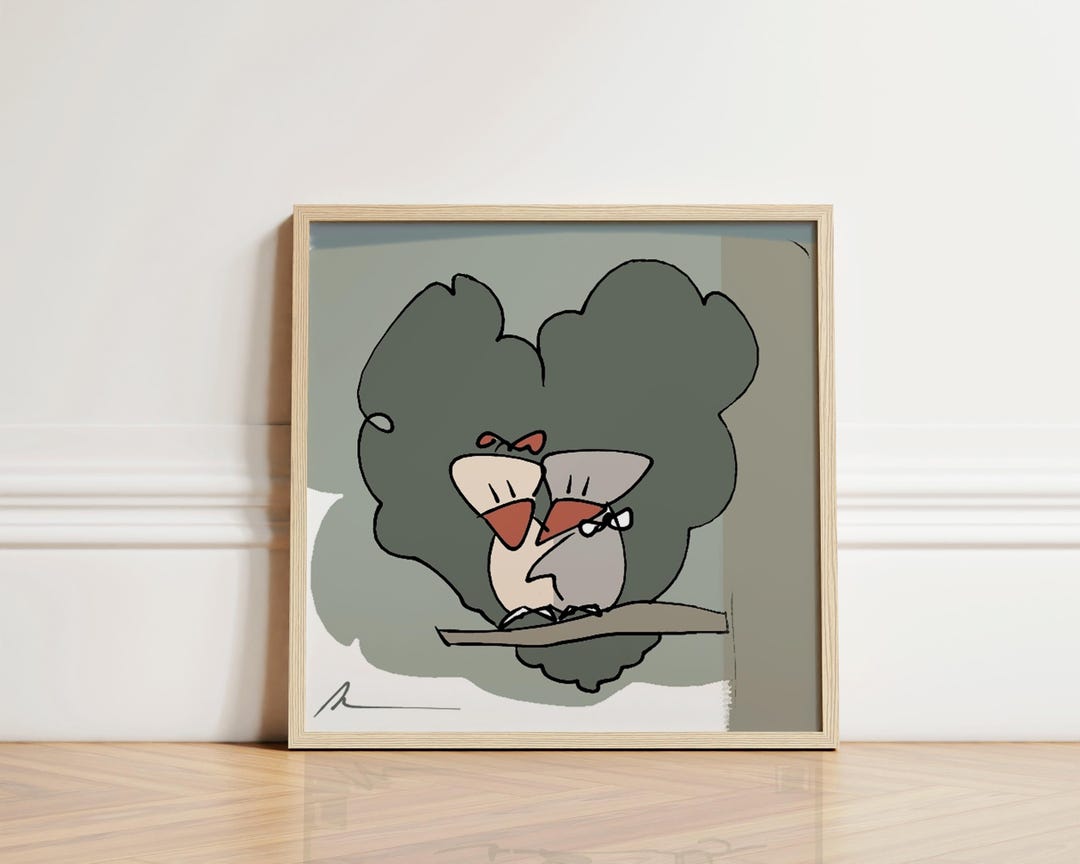 Sweet Love Birds Poster Romantic Wall Art Home Decor Gift for Her Gift ...