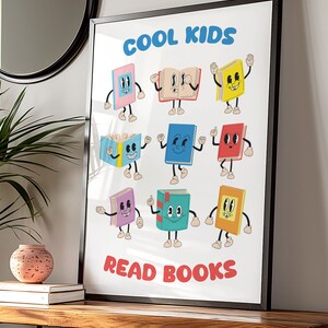 Reading Posters Classroom Decor Playroom Wall Art Retro Aesthetic Book ...
