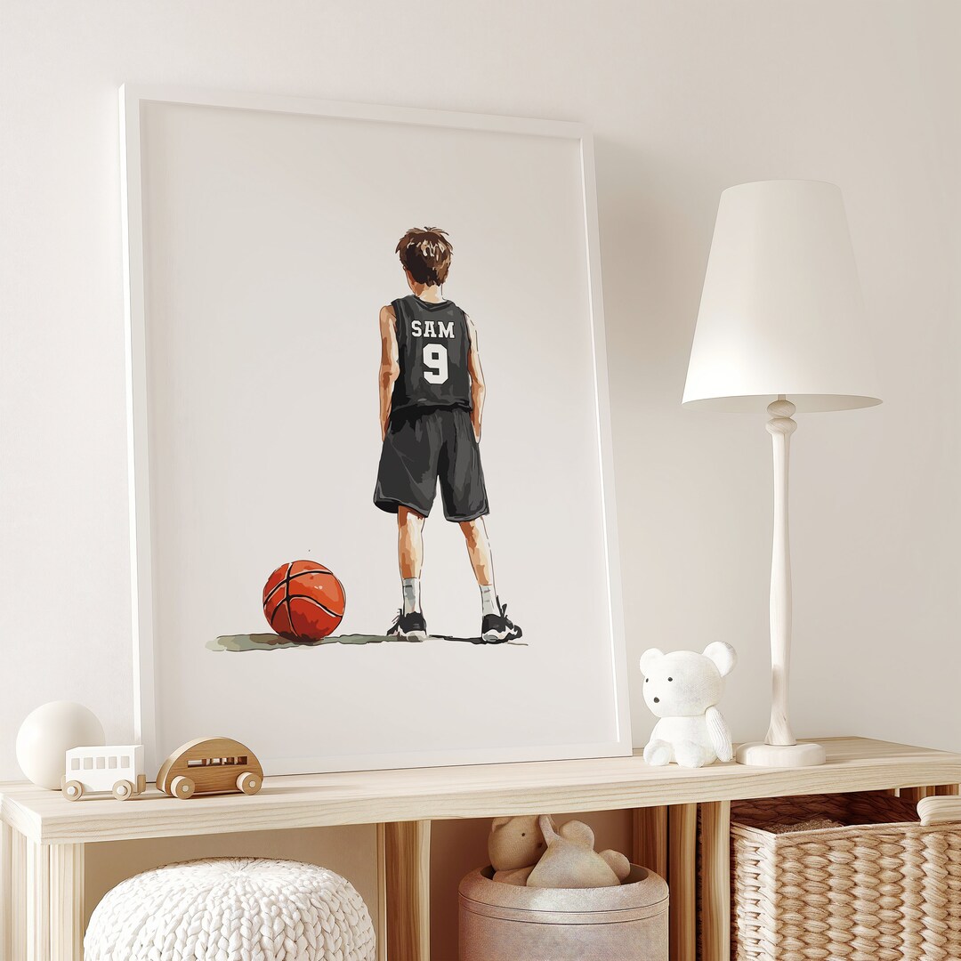 Personalised Basketball Prints, Custom Basketball Poster, Boy Bedroom ...