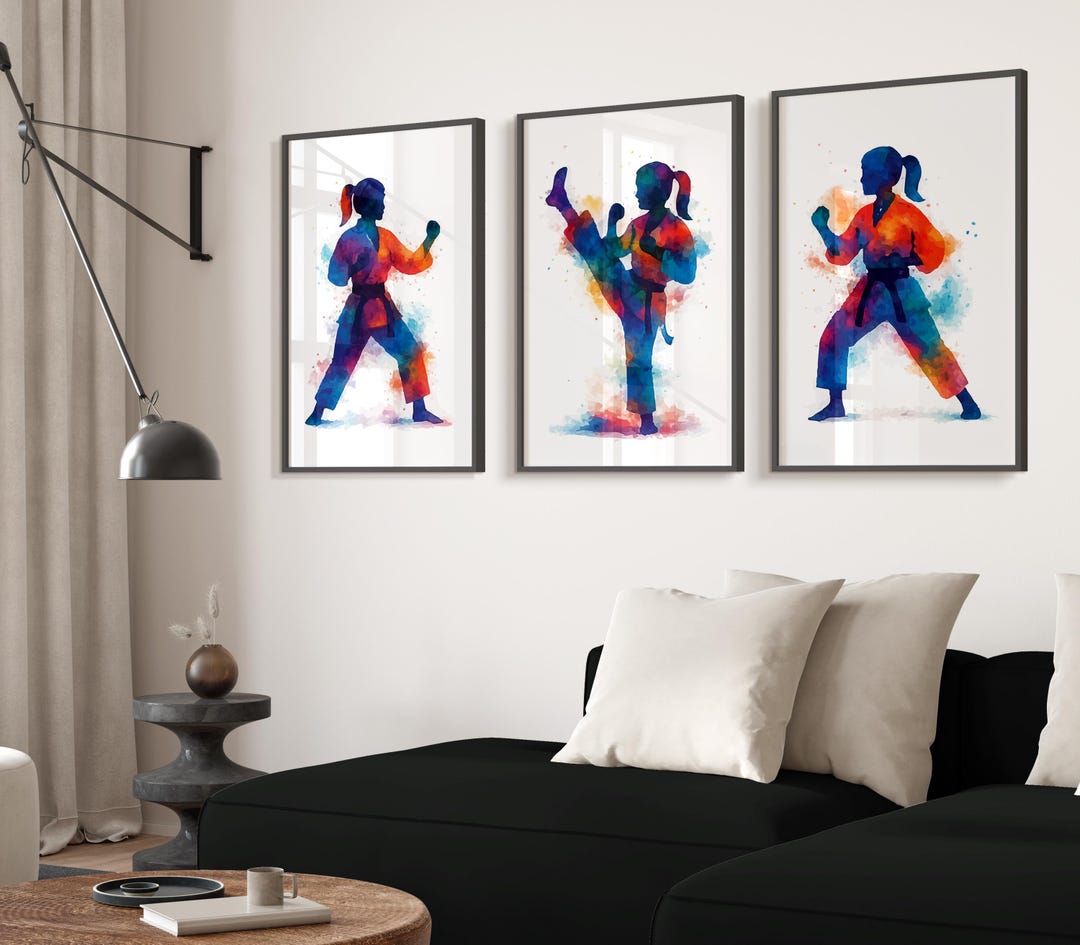 Girls Karate Wall Poster Set of 3 Karate Prints Watercolour Karate ...