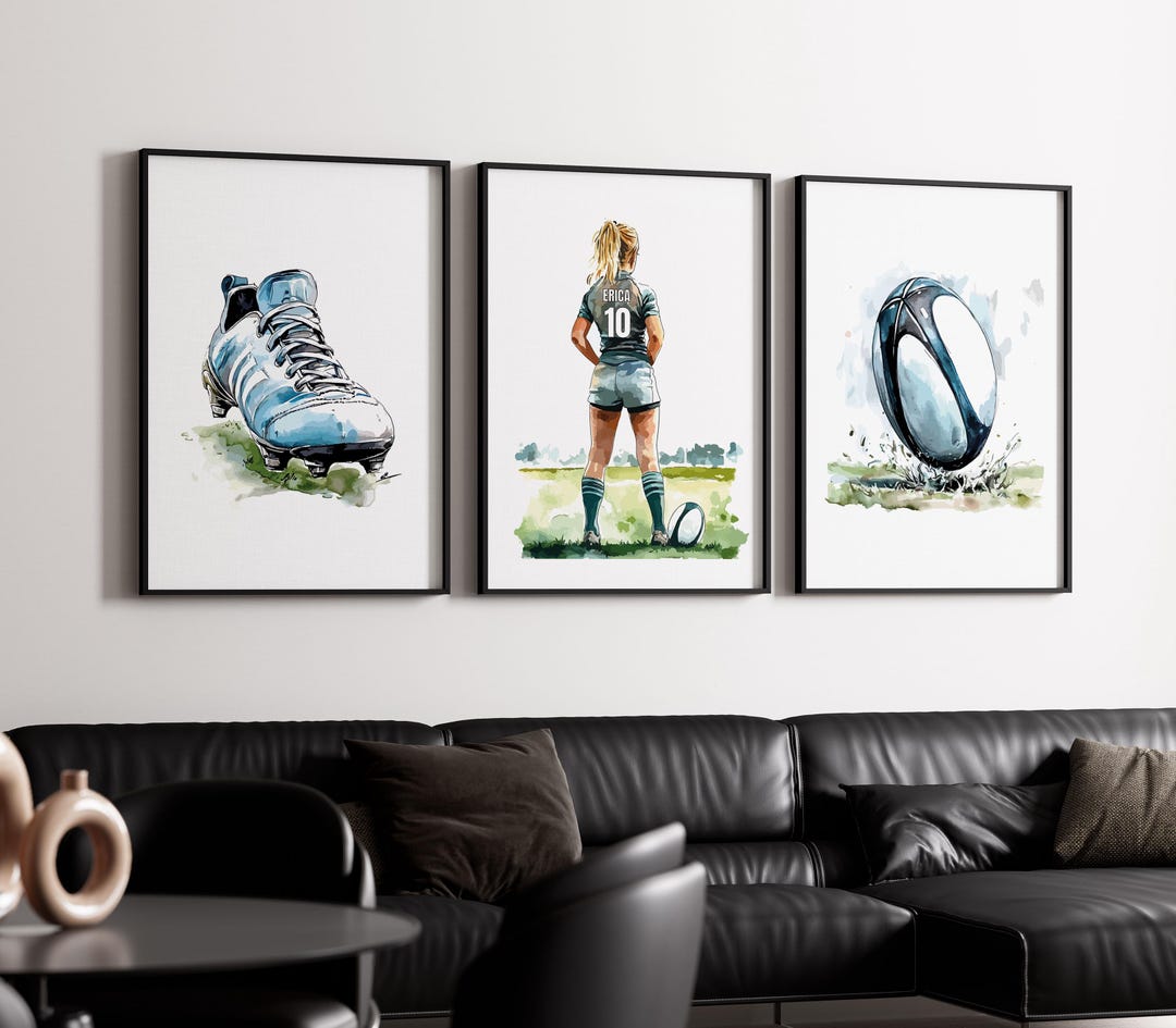 Personalised Girls Rugby Art Print | Female Rugby Player | Rugby Gifts ...