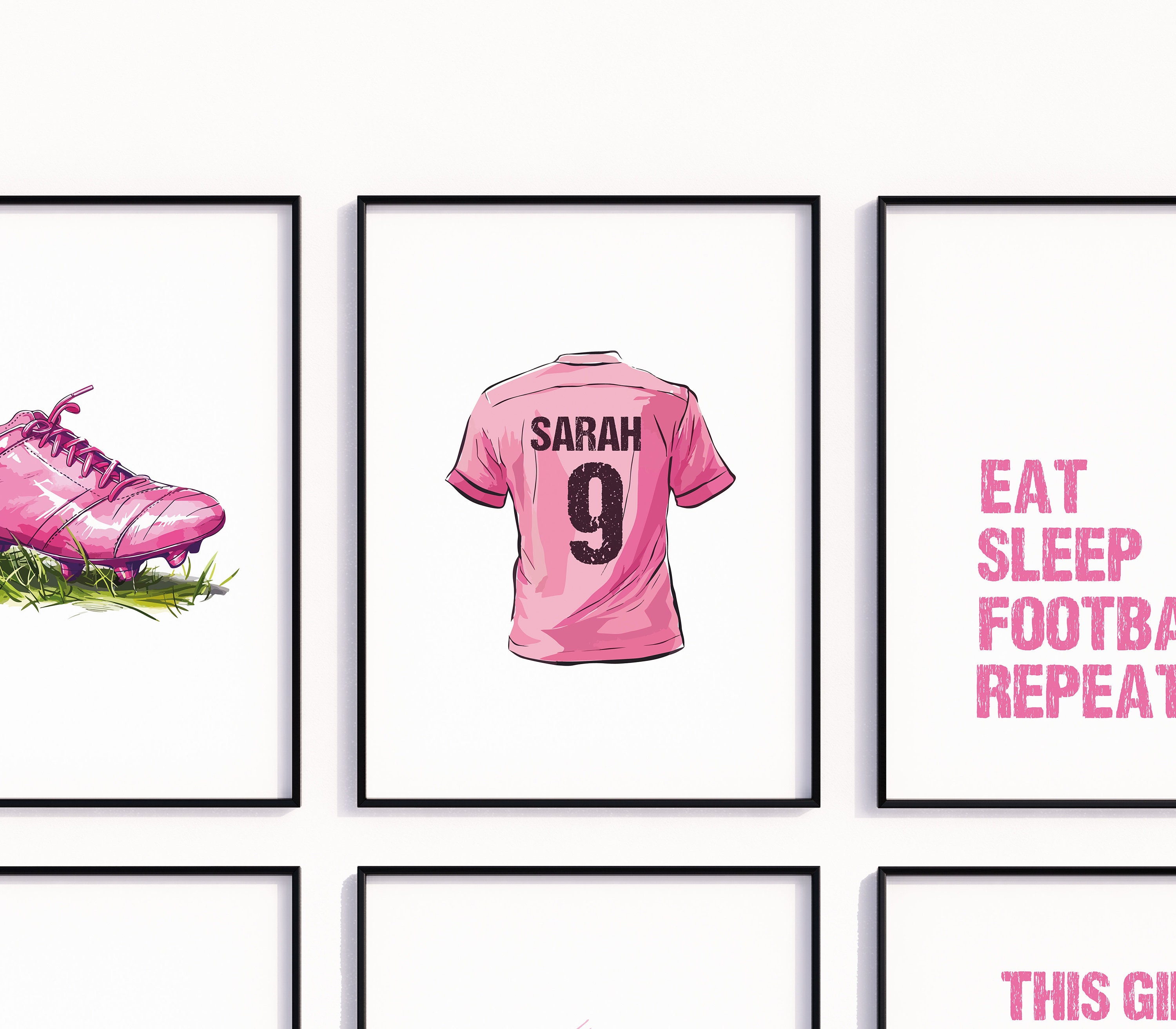 Personalised Football Girl Print, Footballer Gift, Football Wall Art ...