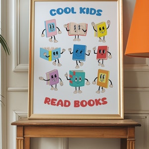 Reading Posters Classroom Decor Playroom Wall Art Retro Aesthetic Book ...