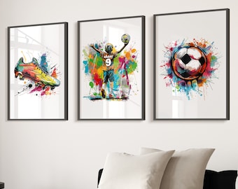 Set of 3 Football Wall Art Prints, Football Prints, Boys Bedroom Decor ...