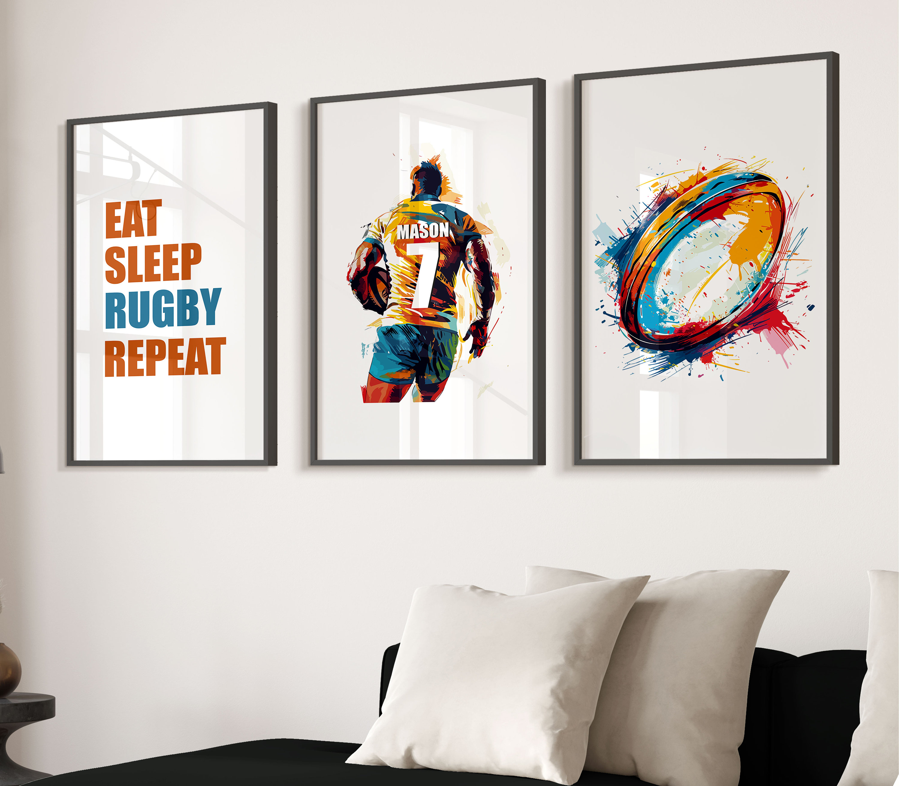 Rugby Prints for Boys Bedroom, Rugby Wall Art, Rugby Posters, Custom ...