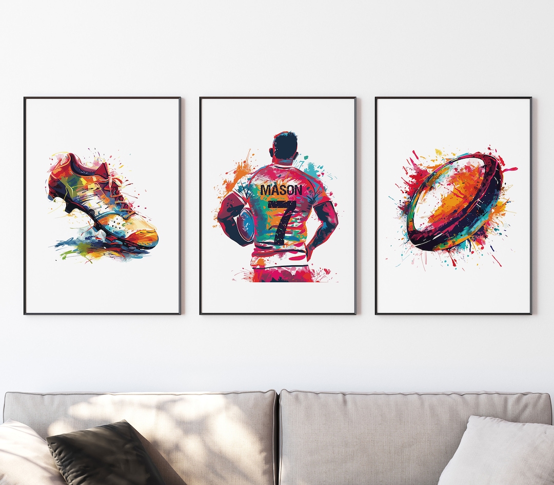 Rugby Prints, Rugby Wall Art Set of 3, Gift for Boys, Boys Bedroom ...