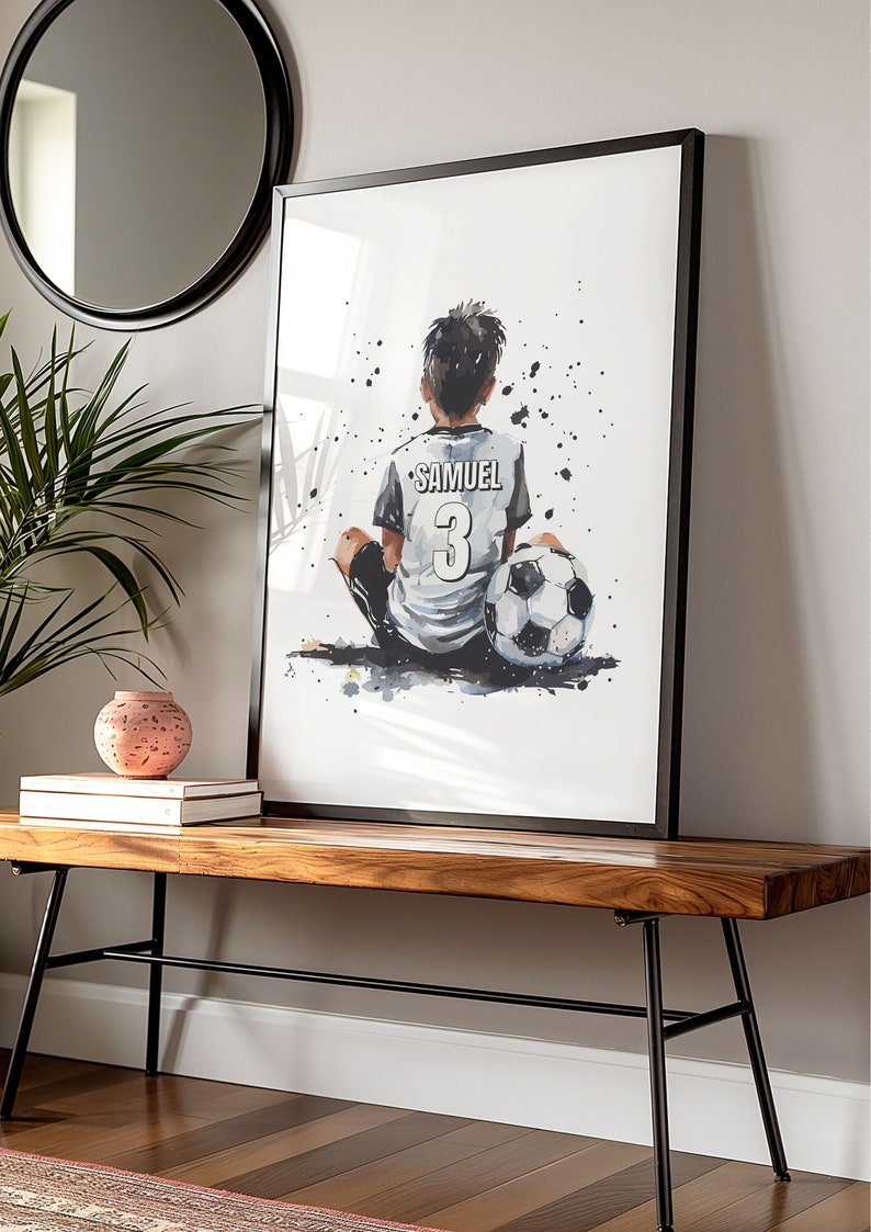 Football Wall Art Print, Personalised Football Prints Boys Bedroom Decor, Kid Bedroom Football ...