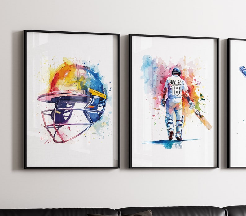Personalised Cricket Player Poster, Custom Cricket Art, Boys Bedroom ...