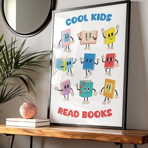 Reading Posters Classroom Decor Playroom Wall Art Retro Aesthetic Book ...