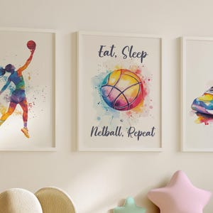 Set of 3 Netball Posters for Girls Bedroom Netball Wall Art Prints Teen ...