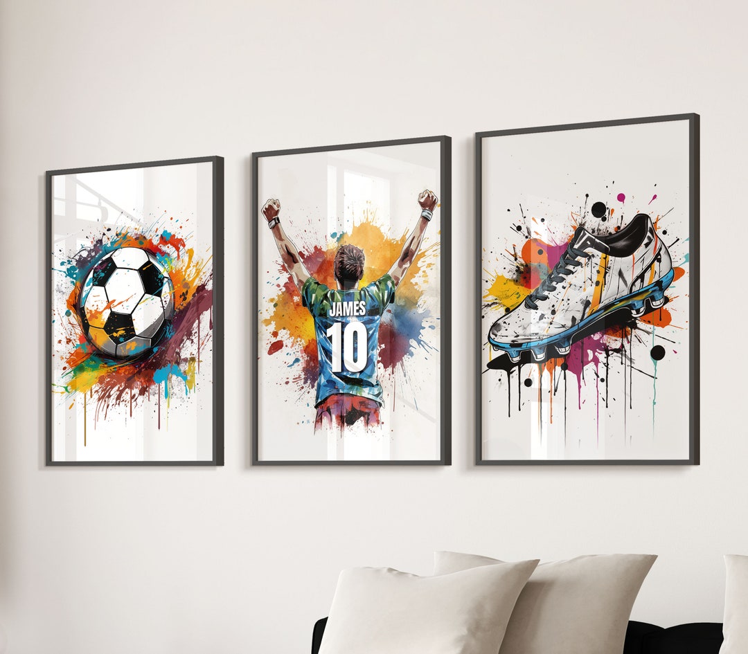 Personalised Football Wall Art Prints Personalised Football Prints Boys Bedroom Decor, Kid ...