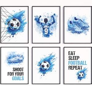 Personalised Football Wall Art Prints, Custom Football Poster, Boys Bedroom Decor, Teen Room ...