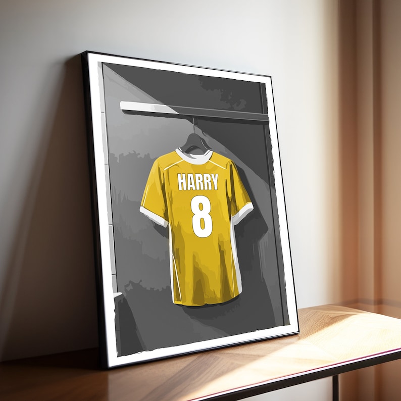 Personalised Football Shirt Wall Art Prints, Football Room Decor, Boys ...