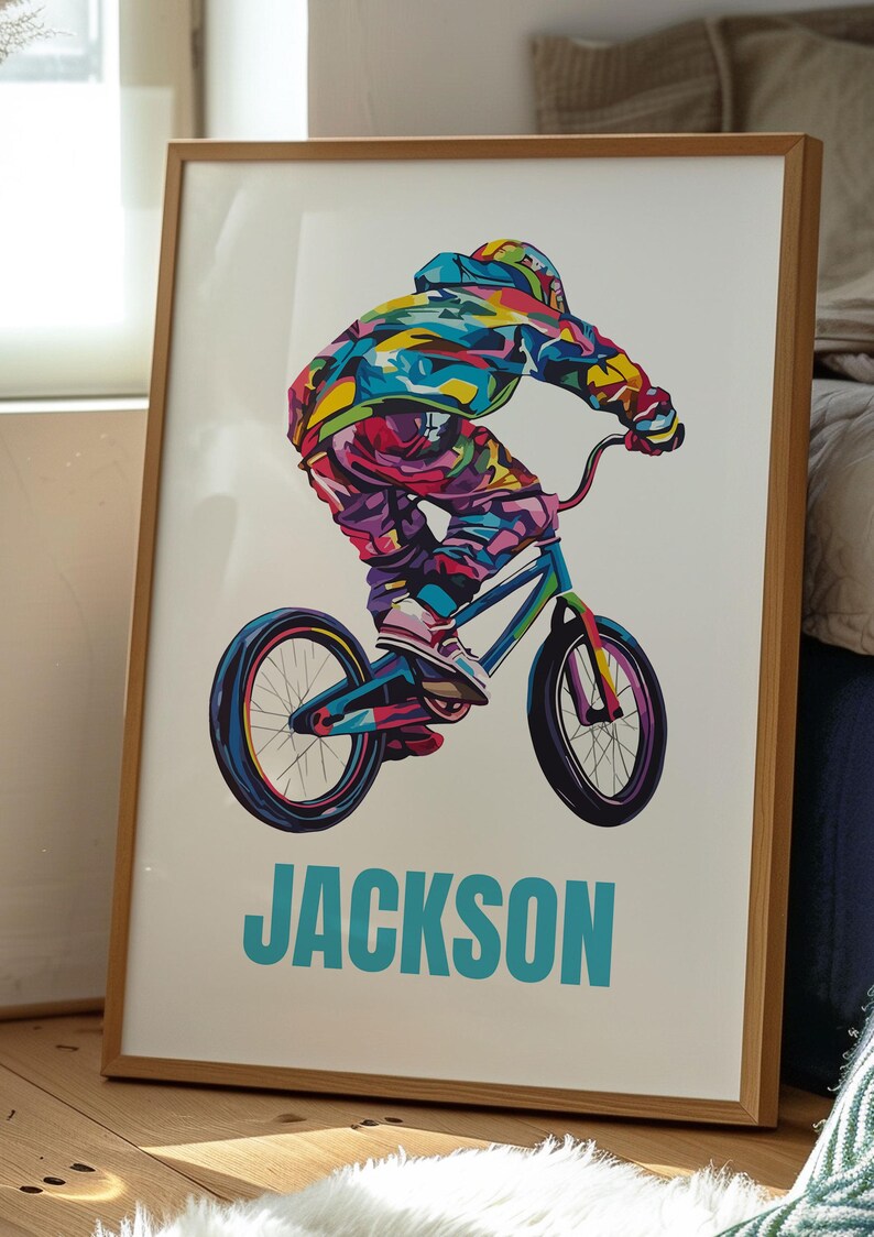 BMX Print, BMX Wall Art, Boys Bedroom Decor, Rider Wall Art, BMX Poster ...
