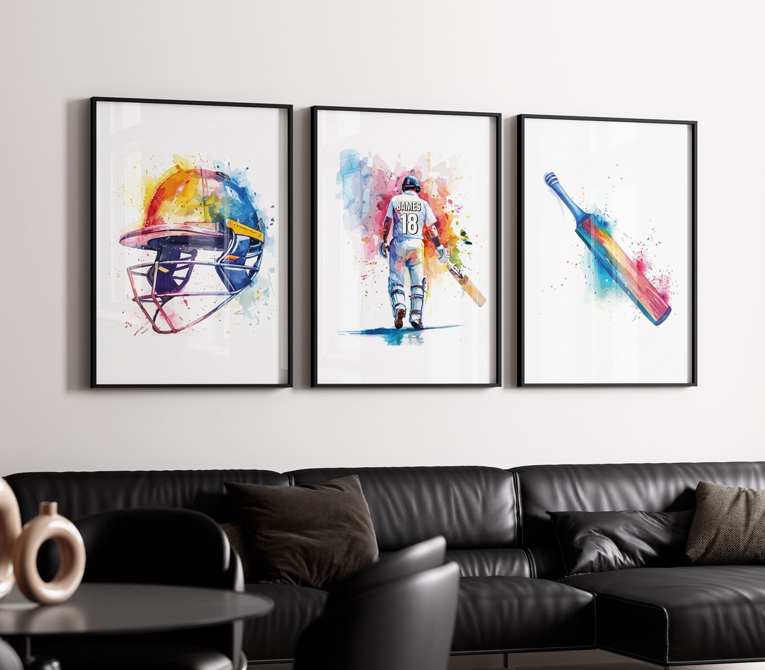 Personalised Cricket Player Poster, Custom Cricket Art, Boys Bedroom ...