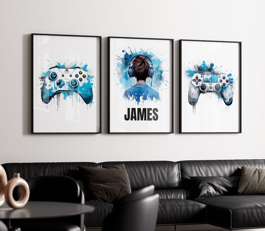 Personalised Gaming Prints Set of 3 Gaming Decor Gamer Wall Art Teen ...