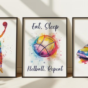 Set of 3 Netball Posters for Girls Bedroom Netball Wall Art Prints Teen ...