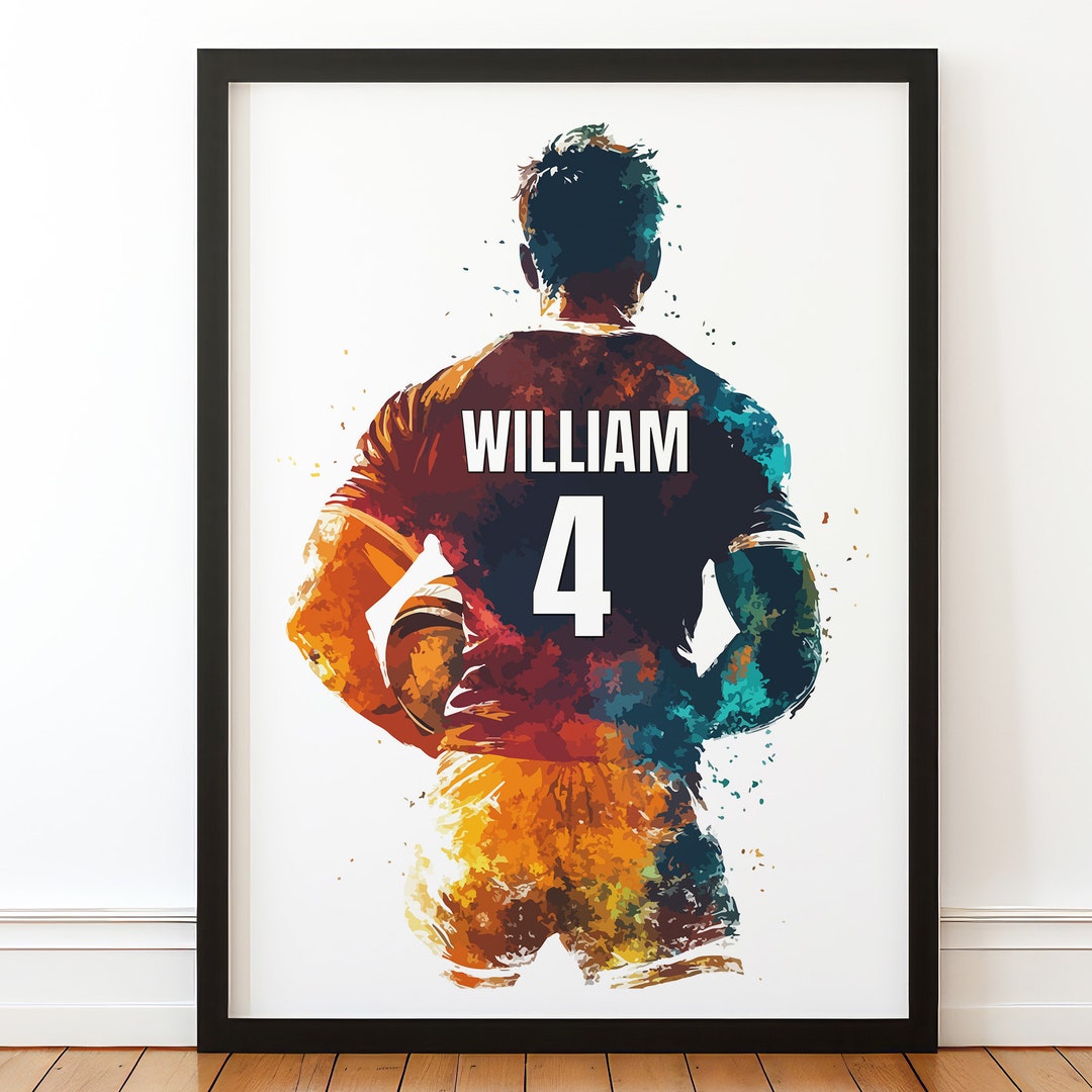 Personalised Rugby Prints, Personalised Rugby Wall Art for Boys, Son ...