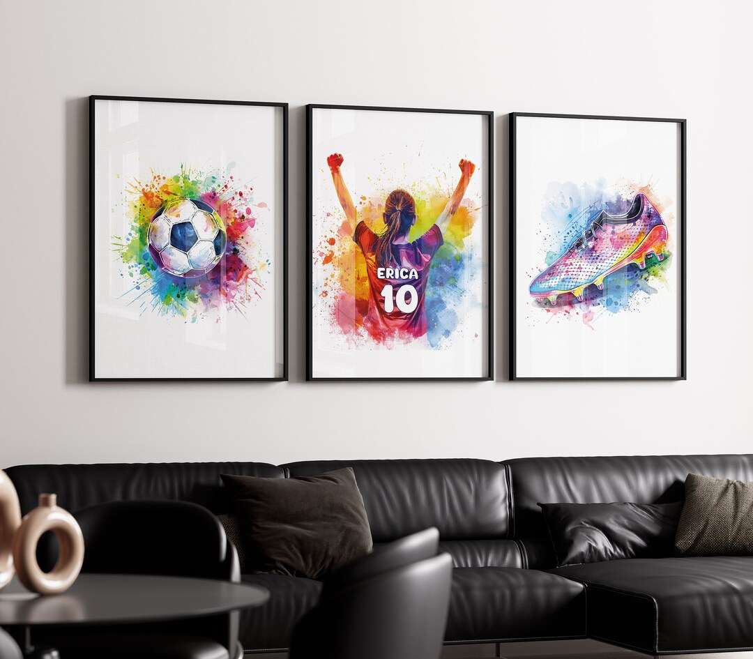 Personalised Football Wall Art Prints Personalised Girl Football Prints ...