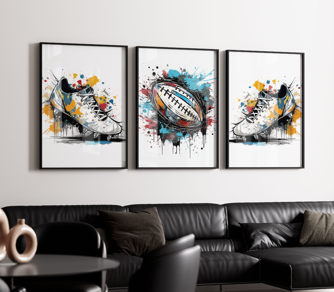 Set of 3 Rugby Prints, Rugby Decor, Rugby Wall Art Teen Room Prints ...