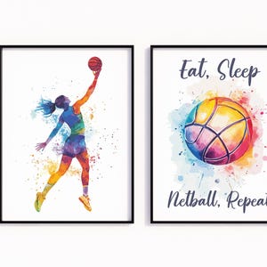 Set of 3 Netball Posters for Girls Bedroom Netball Wall Art Prints Teen ...