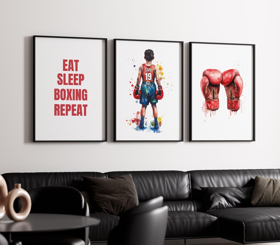 Personalised Boxing Poster Prints, Boys Bedroom Decor, Boxing Wall Art ...