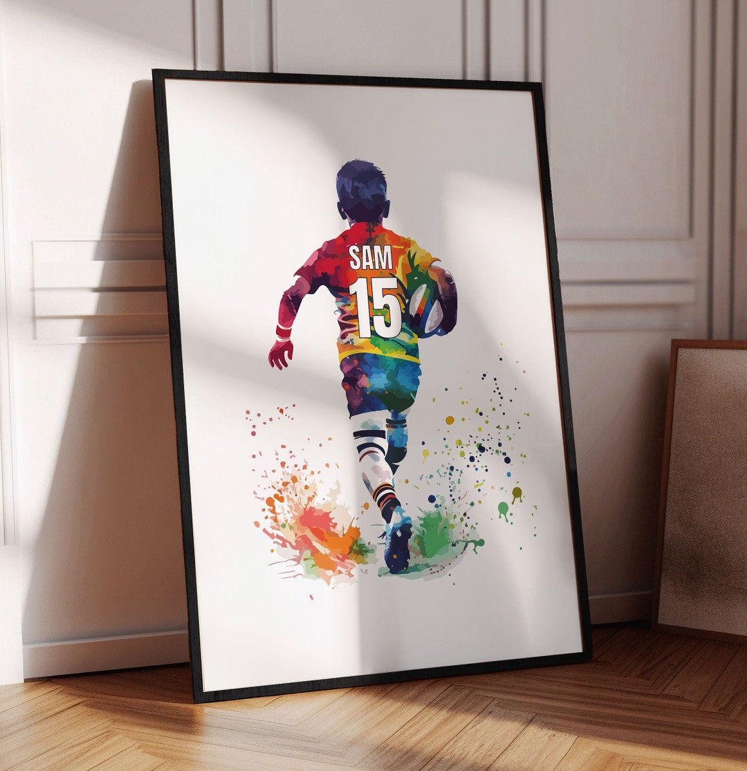 Personalised Rugby Player Gift, Rugby Gifts for Boys, Wall Art for ...