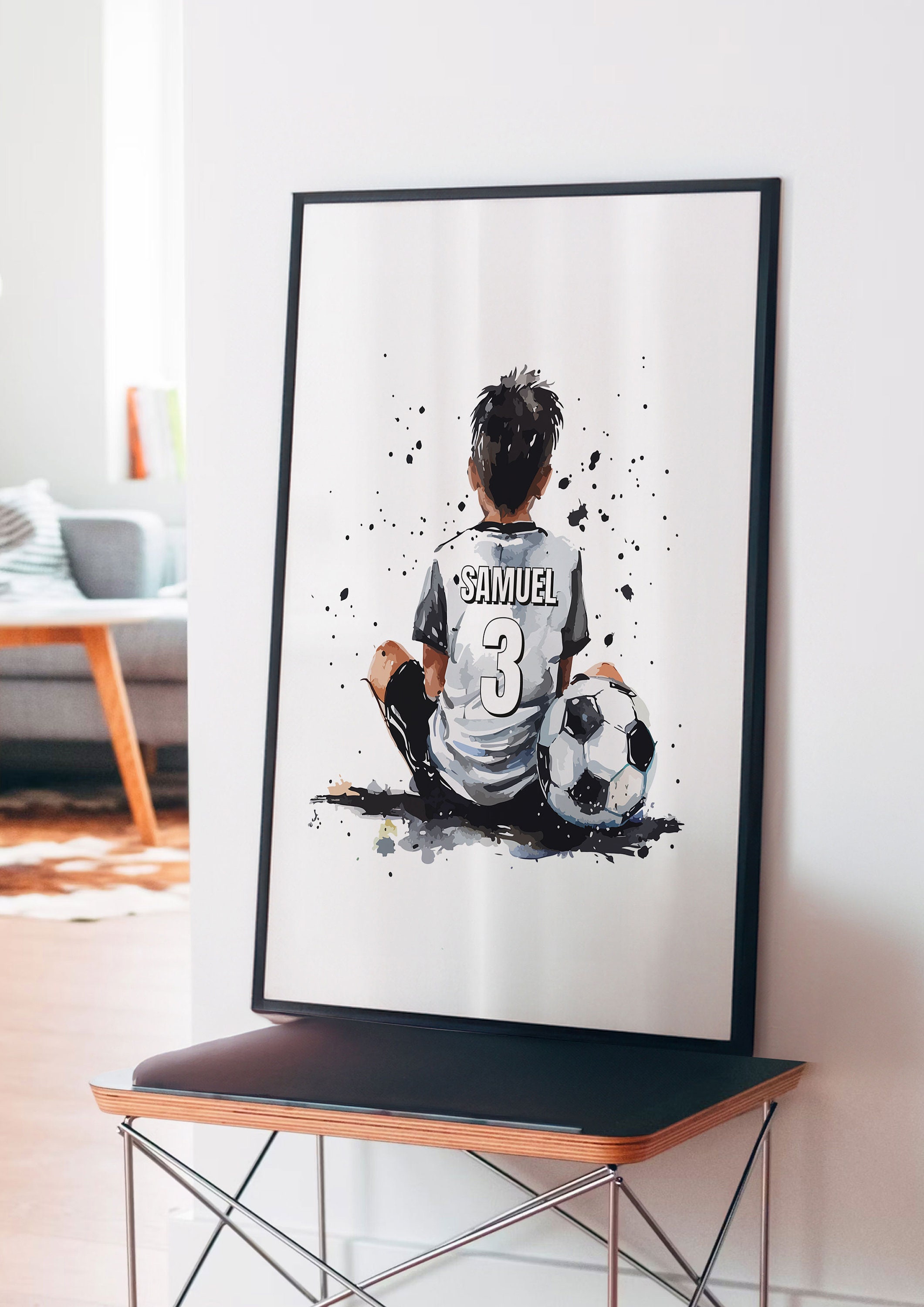 Football Wall Art Print, Personalised Football Prints Boys Bedroom Decor, Kid Bedroom Football ...
