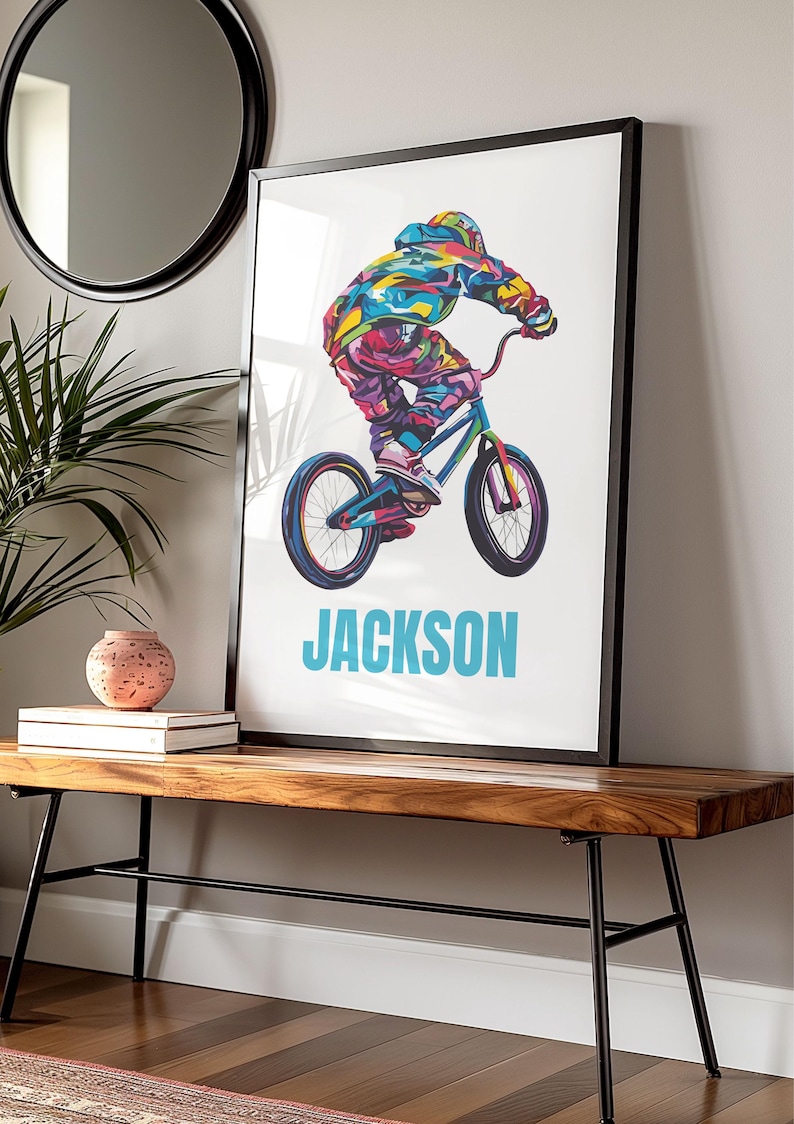 BMX Print, BMX Wall Art, Boys Bedroom Decor, Rider Wall Art, BMX Poster ...