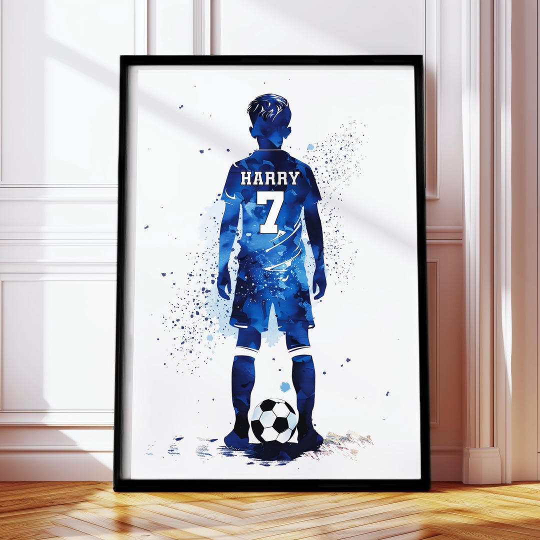 Personalised Football Poster for Boys Bedroom, Football Wall Art Prints ...