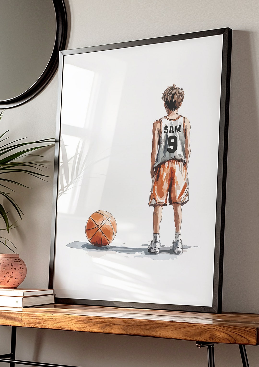 Personalised Basketball Wall Art, Custom Basketball Poster, Boy Bedroom ...