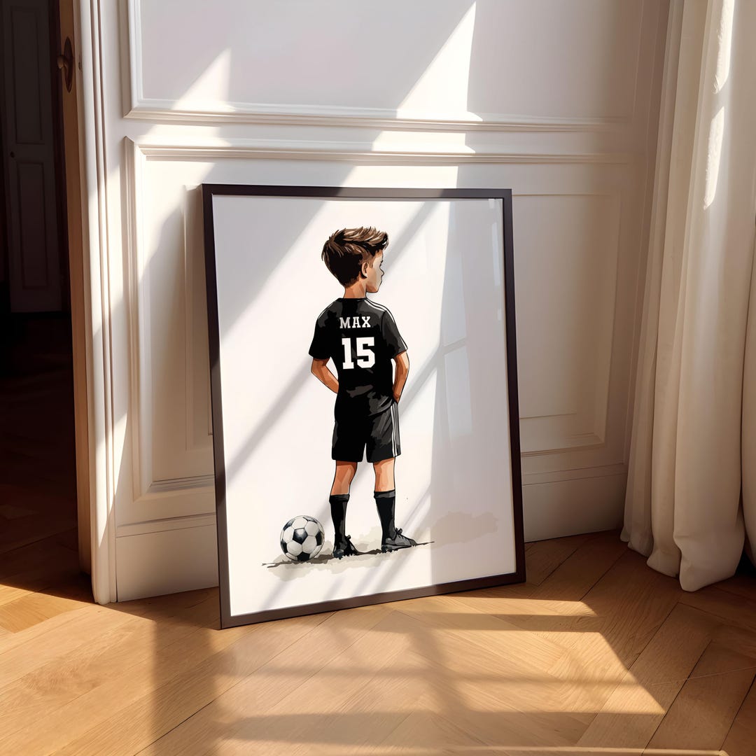 Personalised Football Wall Art, Personalised Football Prints for Boys Bedroom, Kid Bedroom ...