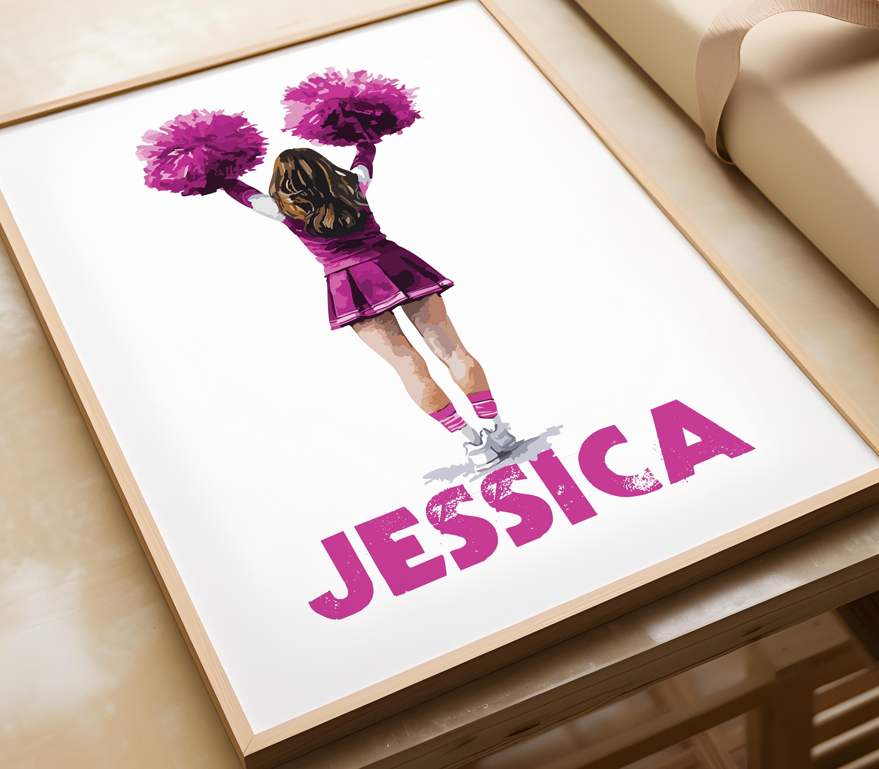 Cheerleader Print, Personalised Cheerleader Print, Cheerleading Poster ...