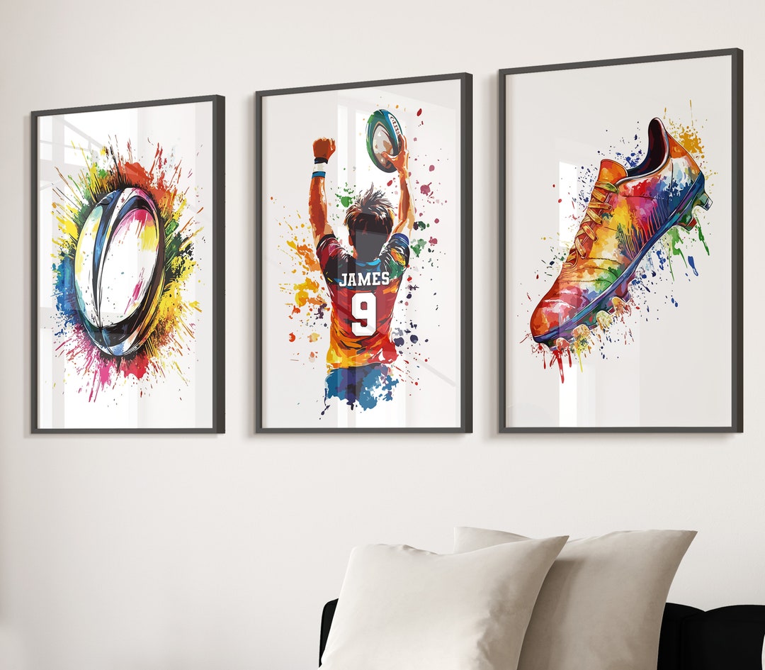 Personalised Rugby Wall Art Prints Personalised Rugby Prints Boys ...