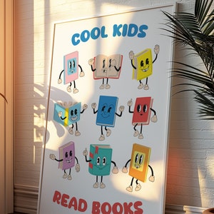 Reading Posters Classroom Decor Playroom Wall Art Retro Aesthetic Book ...