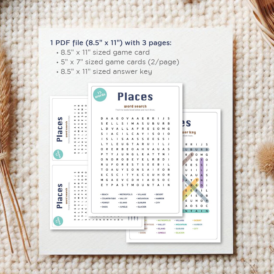 Cities Word Search Puzzle, Activity, Word Game, Find the Words, Hobby ...