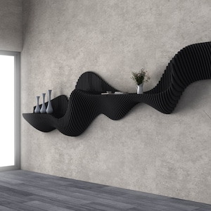 Parametric Wavy Wooden Wall Mounted Shelf - Parametric Wooden Wavy Wall ...