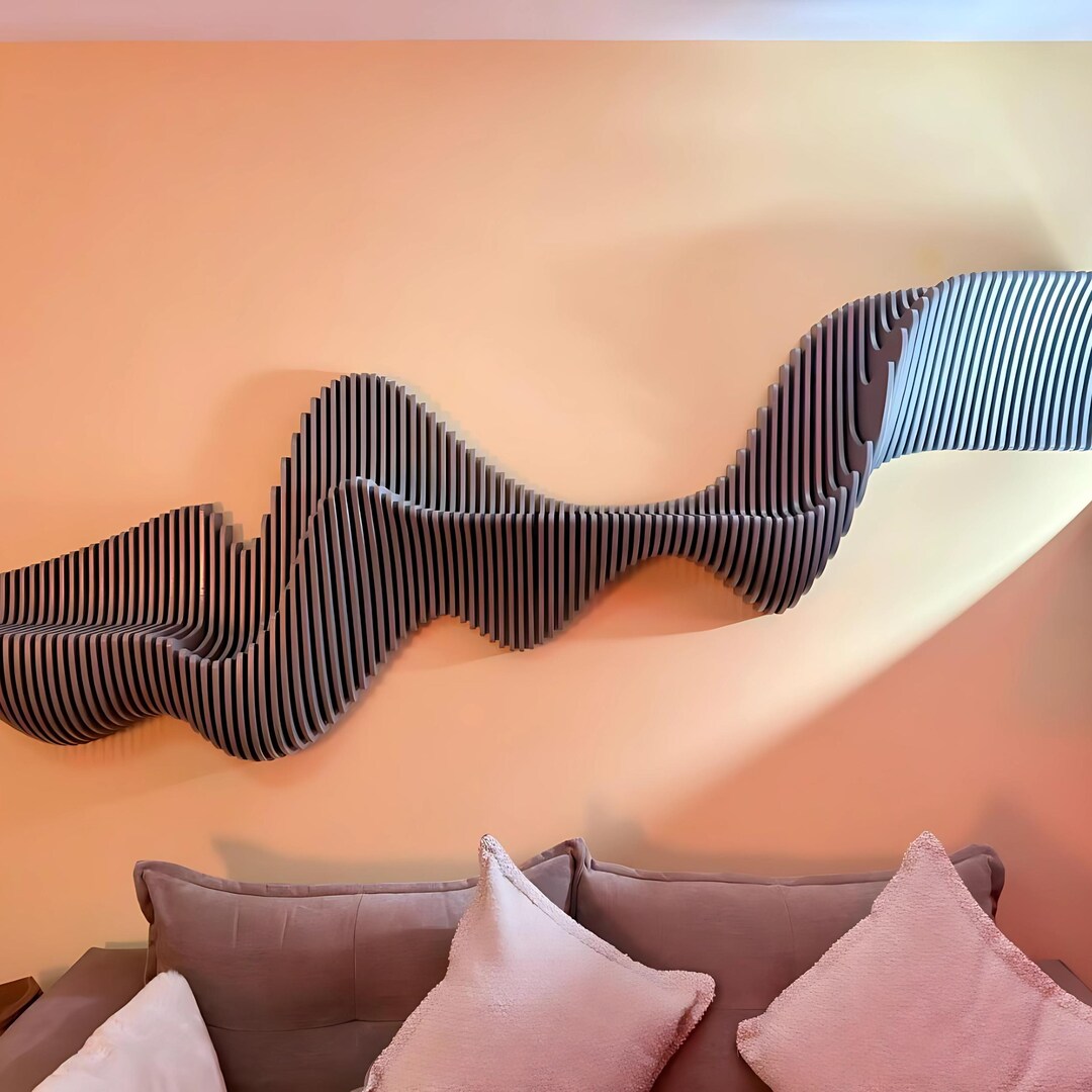 Parametric Floating Shelf Wooden Wavy Wall Art - Parametric Shelves ...