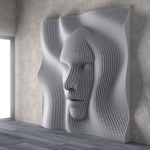 Parametric Wooden Face Decor - Face in Waves Wooden Wall Art ...