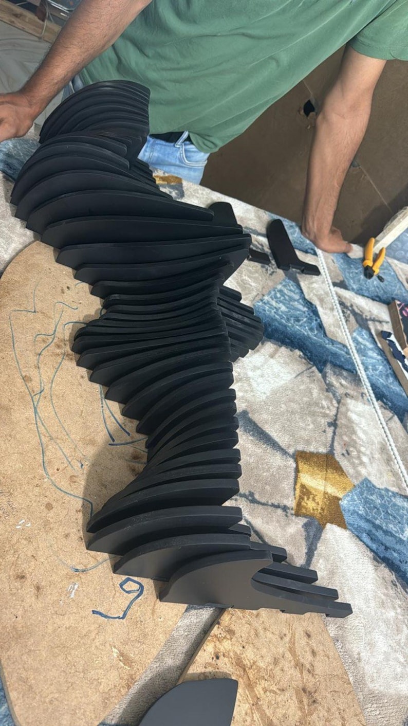 Parametric Wavy Wooden Wall Mounted Shelf Parametric Wooden Wavy Wall ...