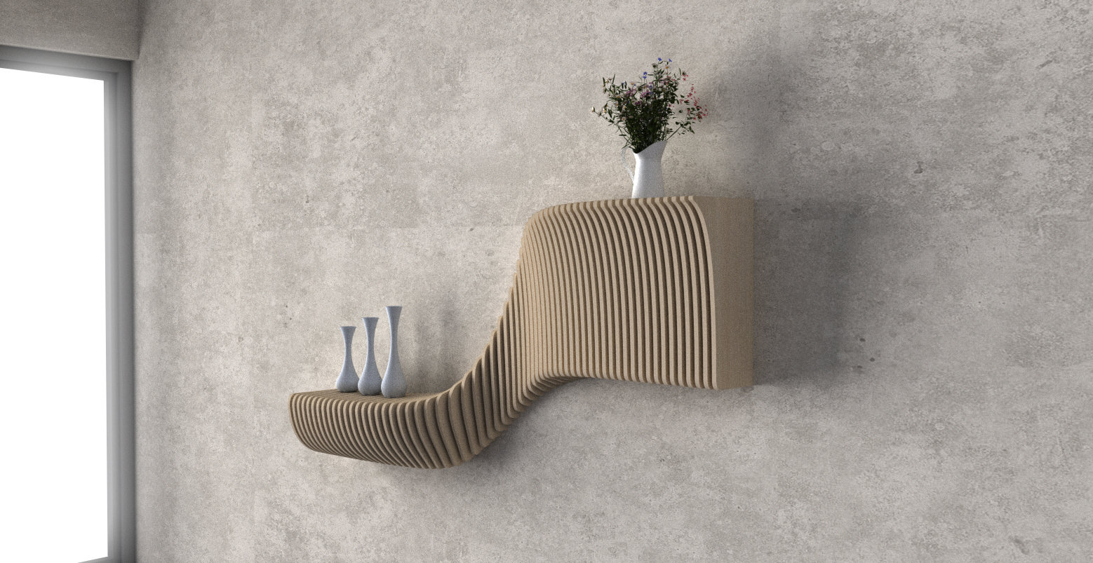Parametric Wooden Wall Shelves Floating Shelf Parametric Wall Piece ...