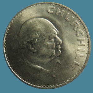 1965 Crown Queen Elizabeth II Coin, Winston Churchill Commemorative ...