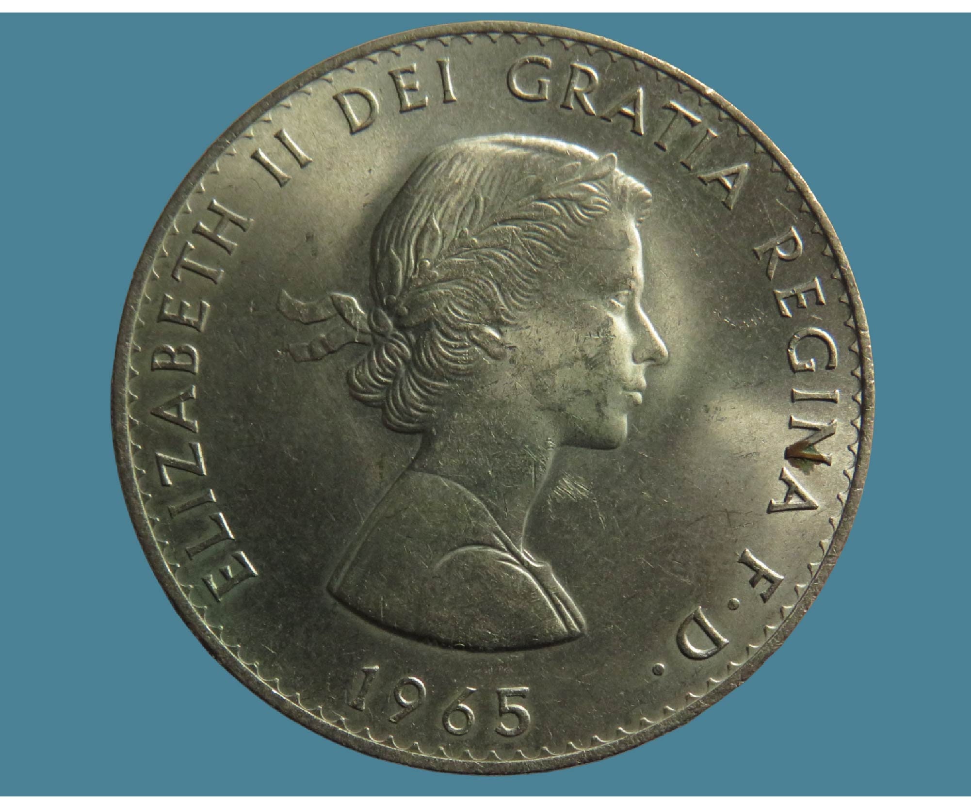 1965 Crown Queen Elizabeth II Coin, Winston Churchill Commemorative ...