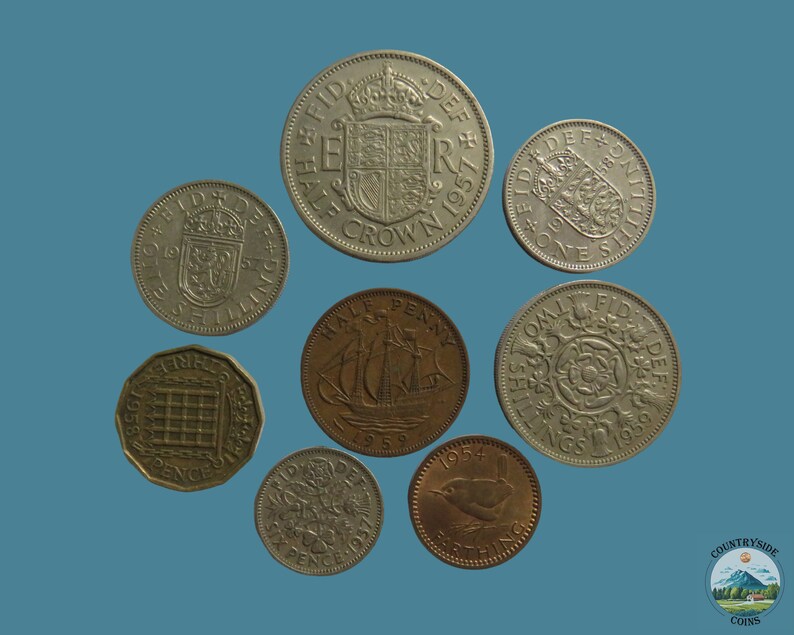 Coins of the 1950's, Collection of 8 Coins From the 1950 Decade, Coin ...