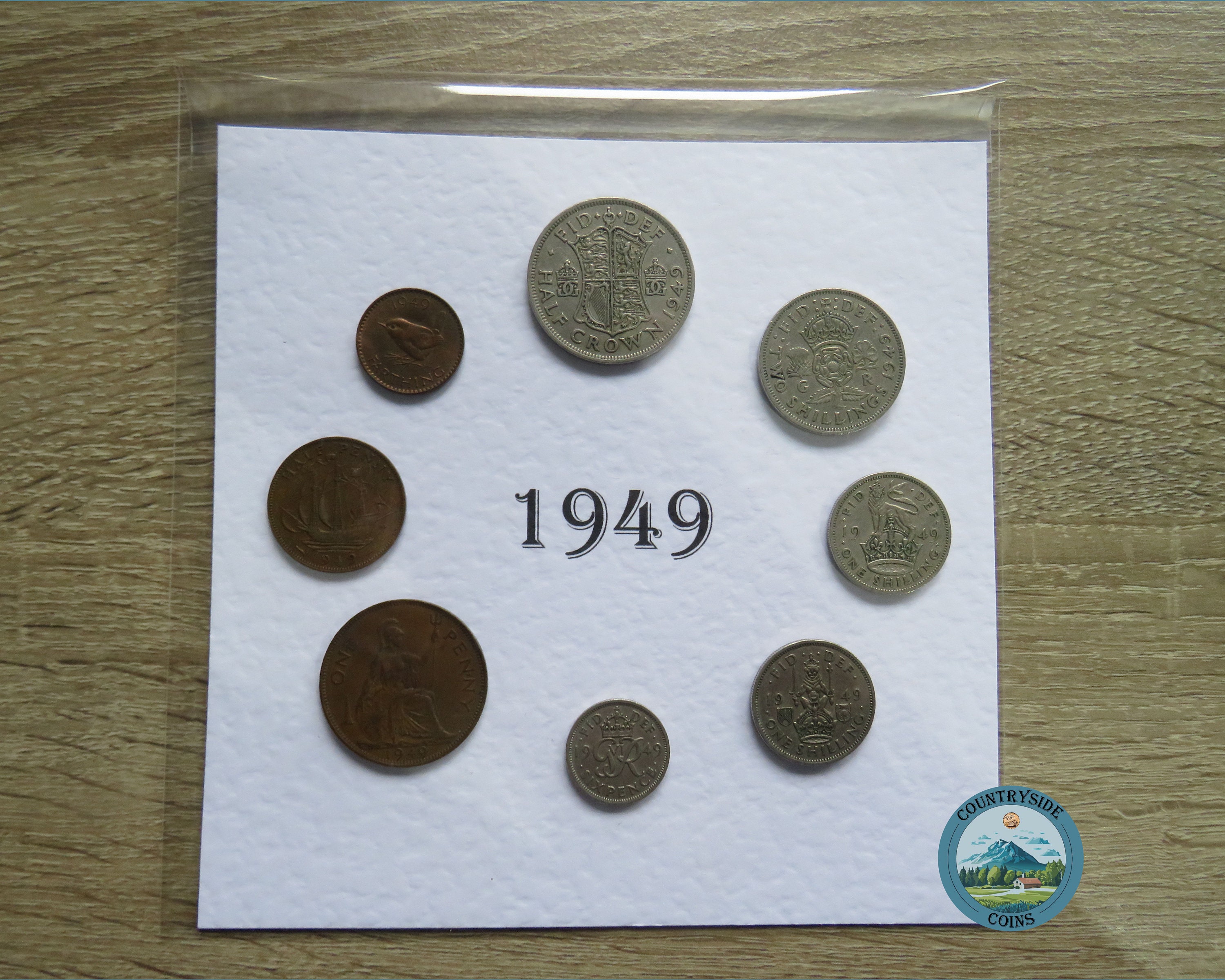 1949 Mounted Presentation Gift Coin Set, Complete 8 Coin Year Set of ...