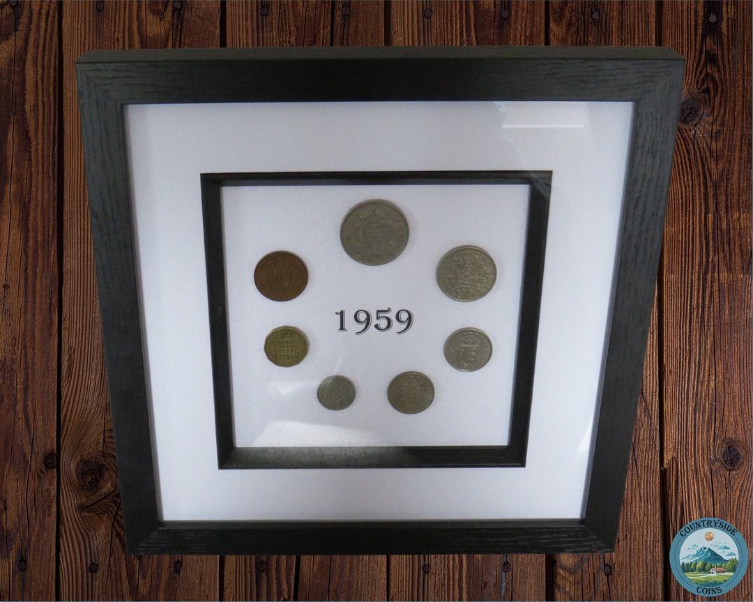 Luxury 1959 Great Britain Framed Coin Year Set, Complete 7 Coin Set ...