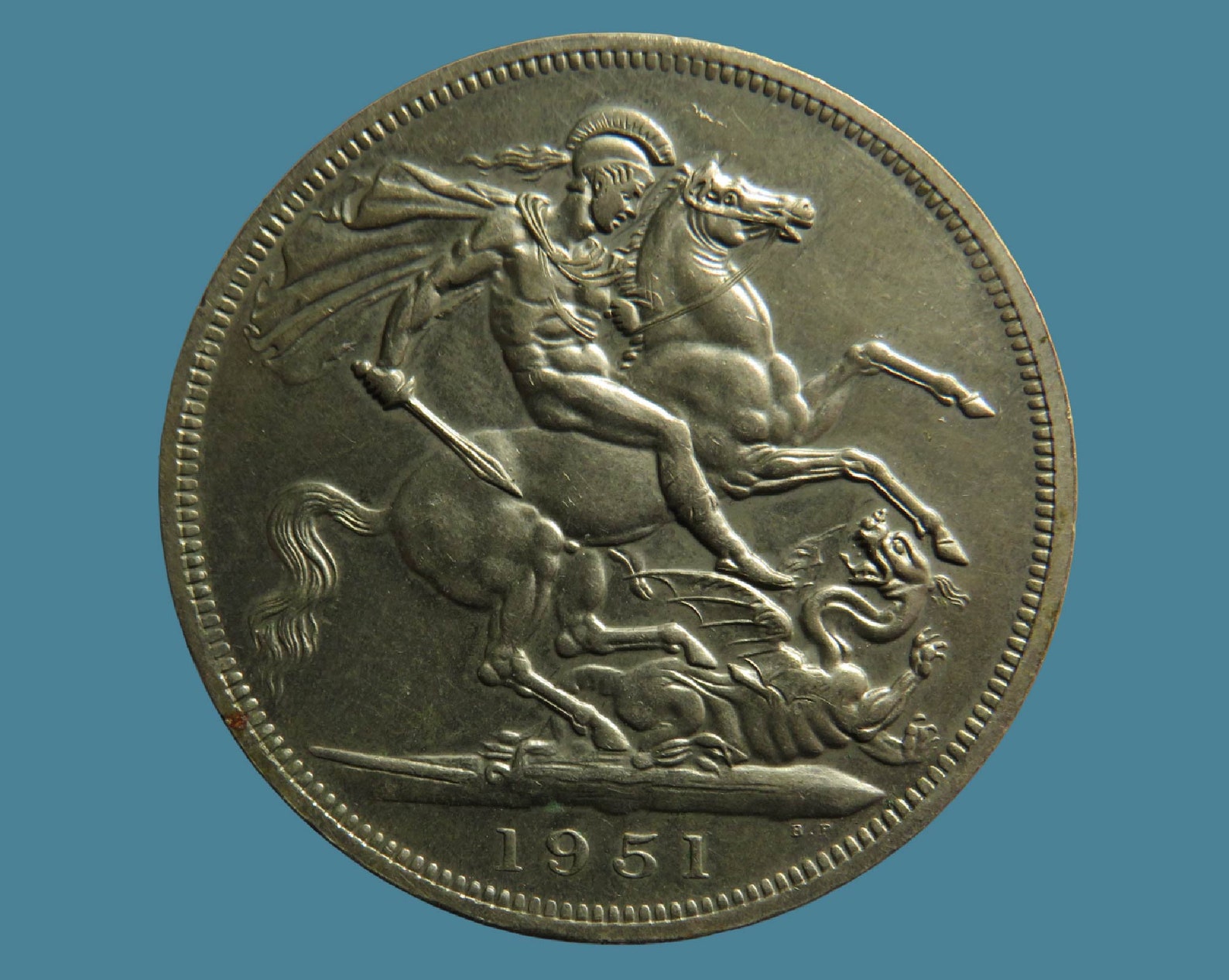 1951 Crown King George VI Coin, Festival of Britain Commemorative Crown ...