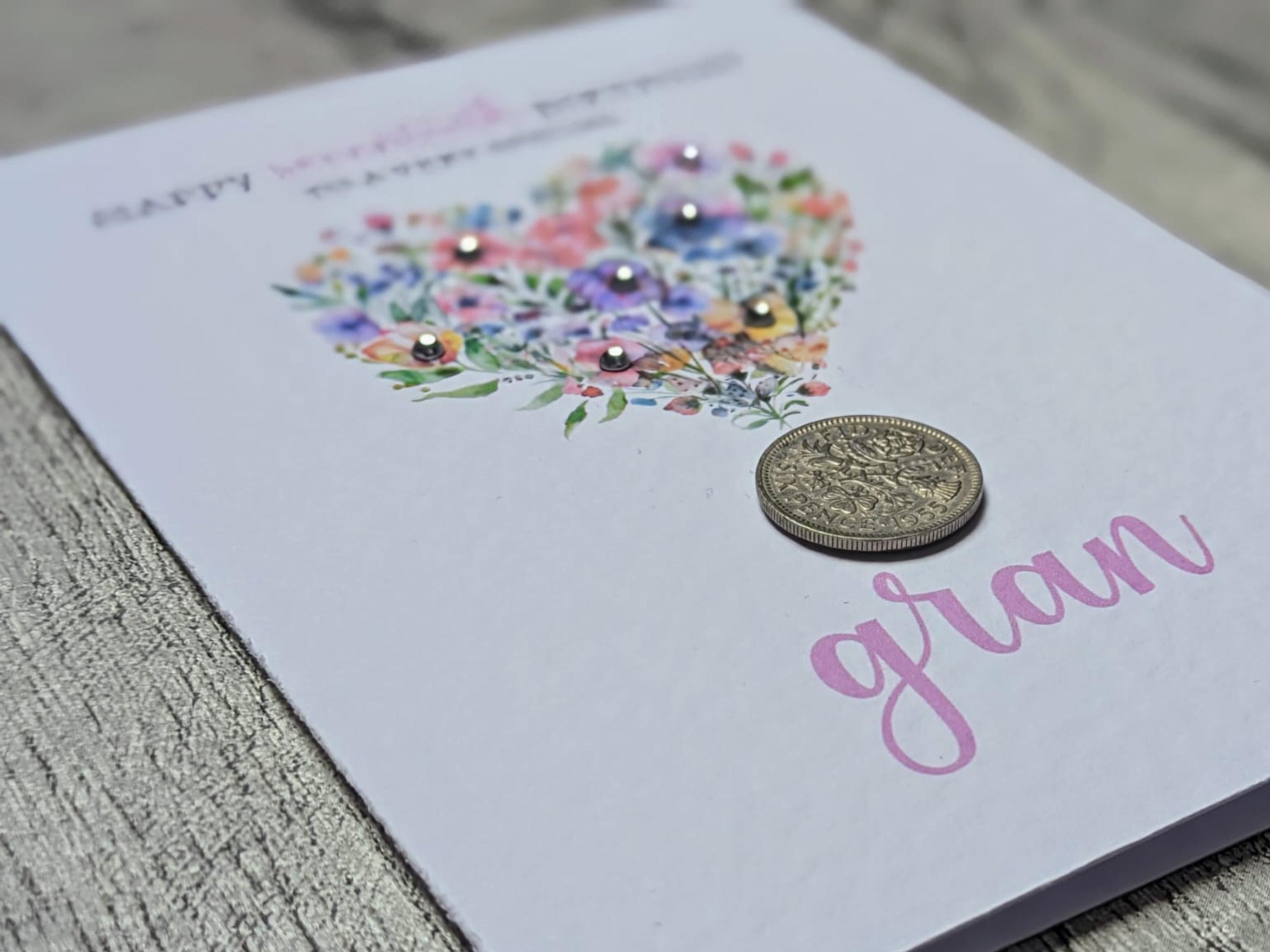 70th Birthday Card for Gran, Special Keepsake Card With Real Lucky ...