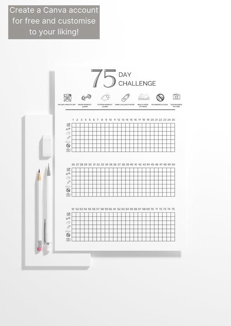 75-day Fitness Challenge | Health and Fitness Goals | Diet Tracker ...